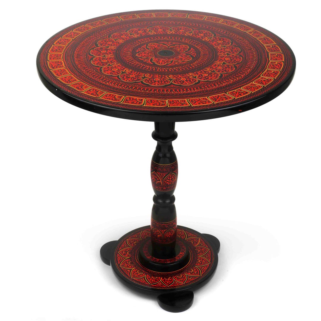 Red Round Coffee Table Handcrafted and Handpainted With Intricate ...