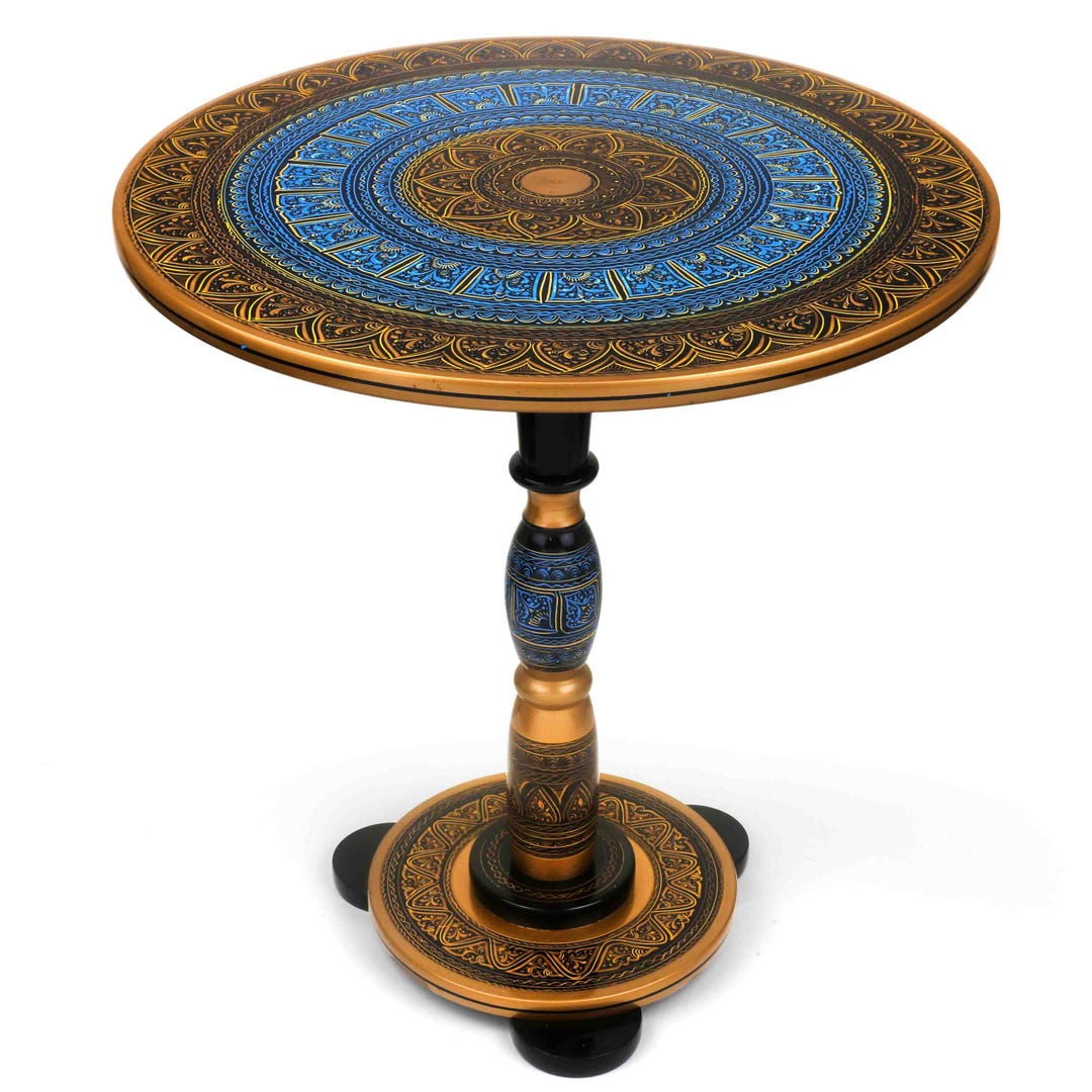 Blue Round Coffee Table Handcrafted and Handpainted With Intricate ...