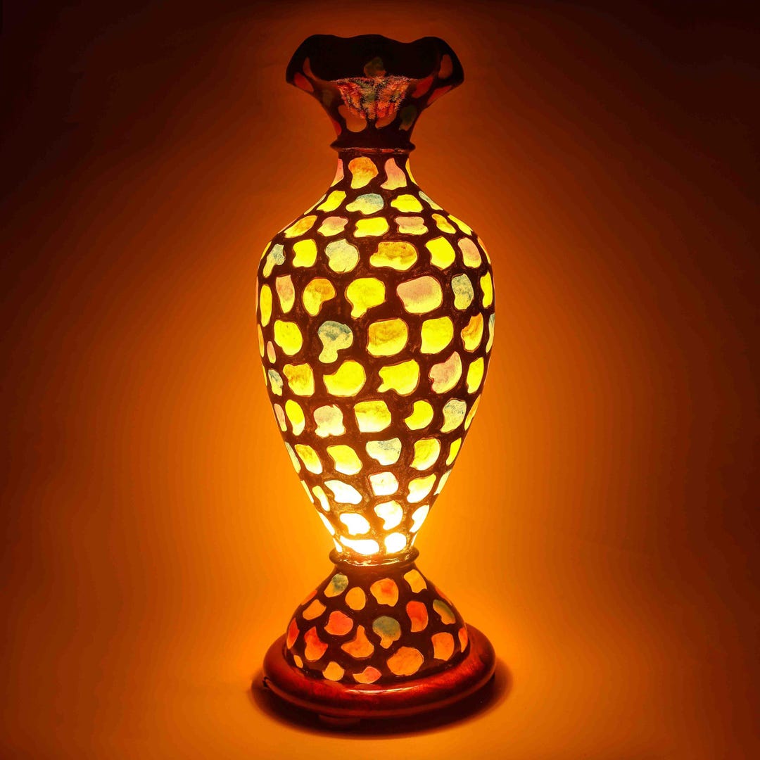 Illimunated Vase Camel Skin Shelf and Floor Lamp - Etsy