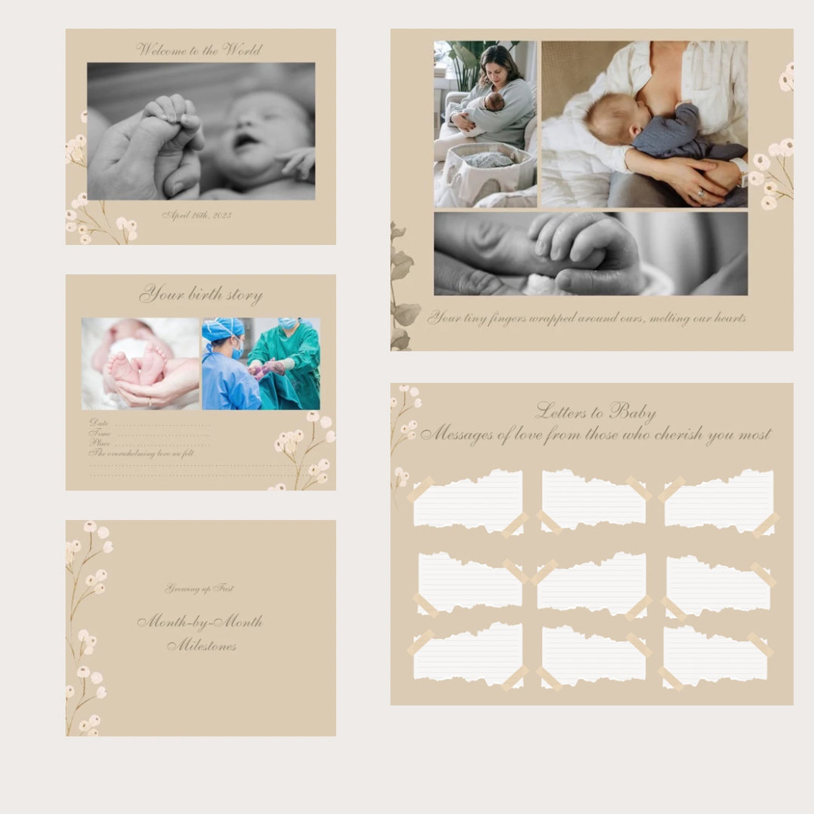 Baby’s First Year Photobook Canva Template - Baby Album Template for ...