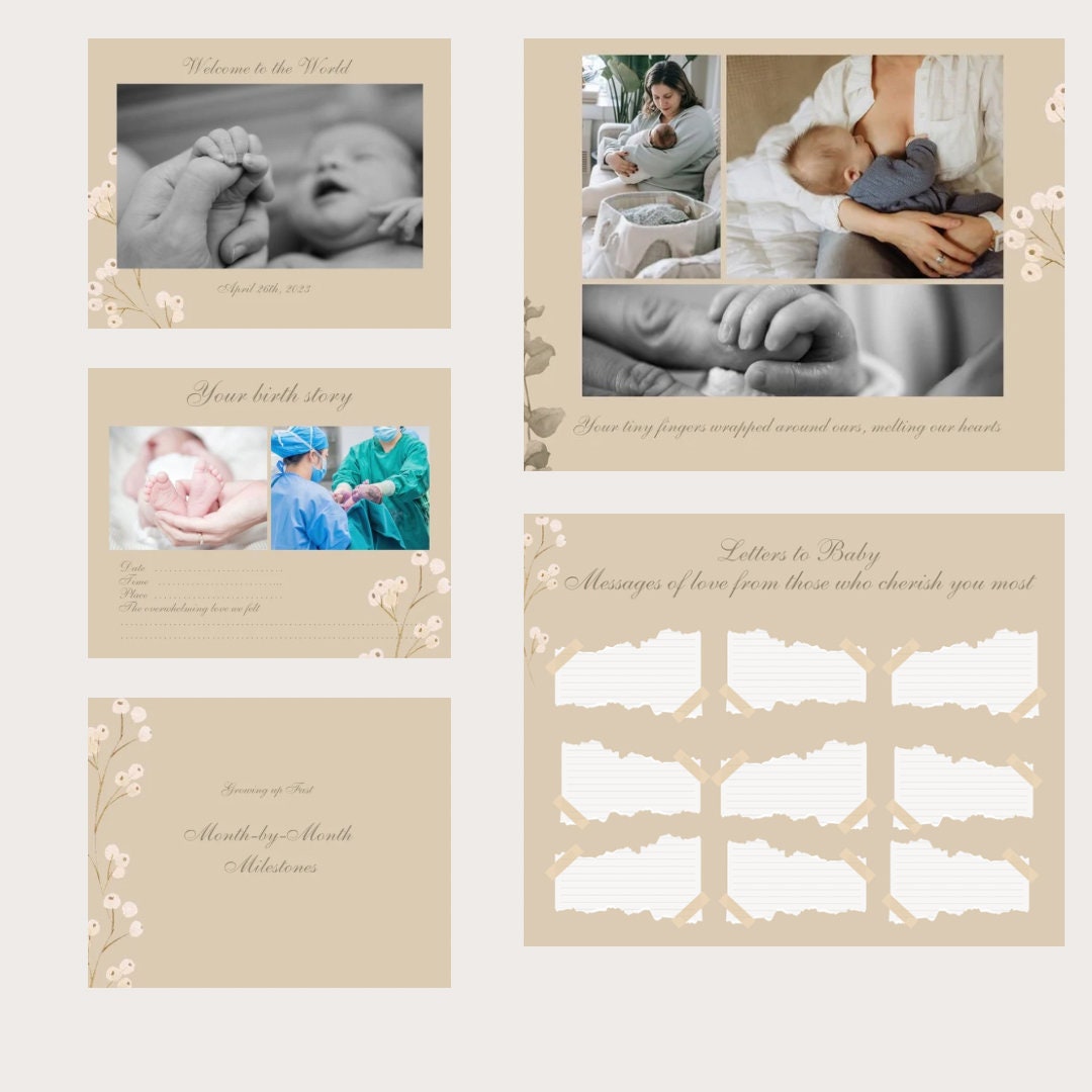 Babys First Year Photobook Canva Template Baby Album Template for Canva ...