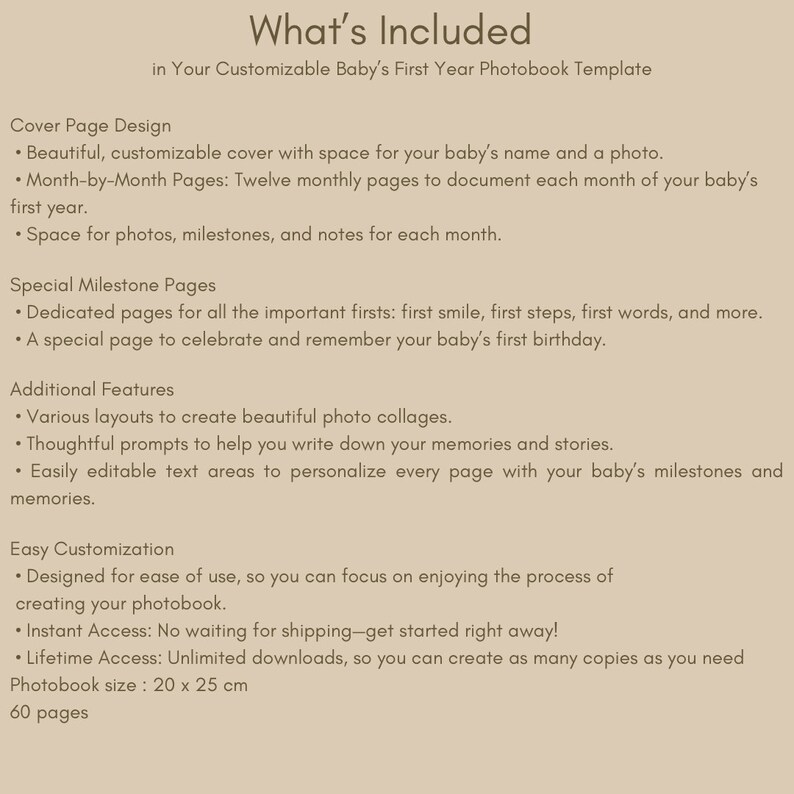 Babys First Year Photobook Canva Template Baby Album Template for Canva ...
