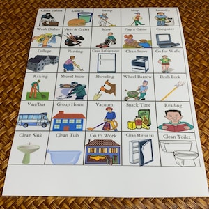 Visual Schedule Daily Chore Chart for Adults, 60 Autism PECS, Visual ...