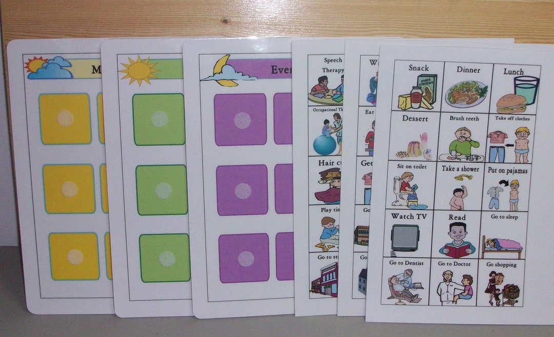 3 Large Visual Schedules Daily Routine Chore Charts, Autism PECS ...