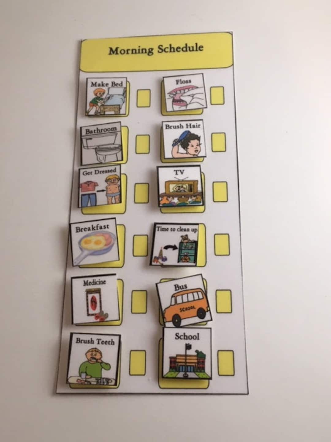 Daily Morning Routine Chore Chart, Visual Aid Schedule, Autism PECS ...
