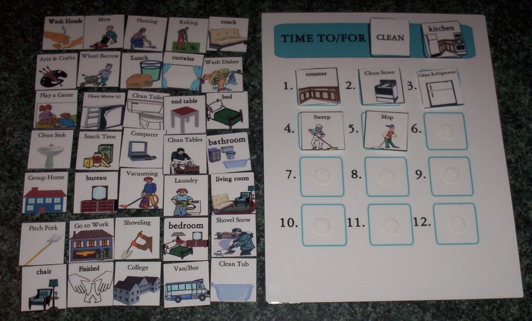 Visual Schedule Daily Chore Chart for Adults, 60 Autism PECS, Visual ...