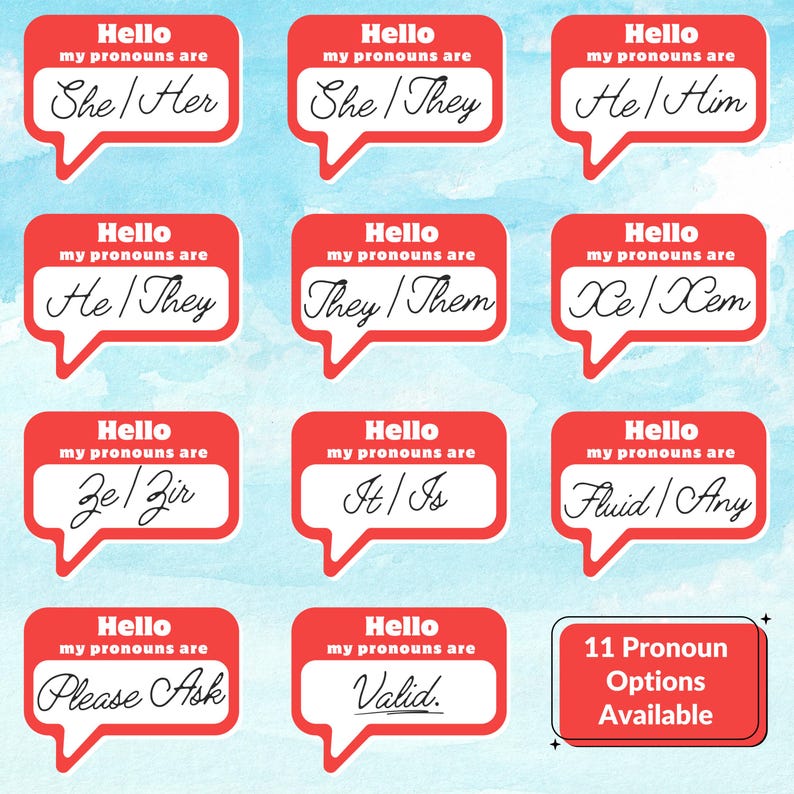 Custom Gender Identity Pronouns Kiss-cut Stickers, Pronoun Introduction ...