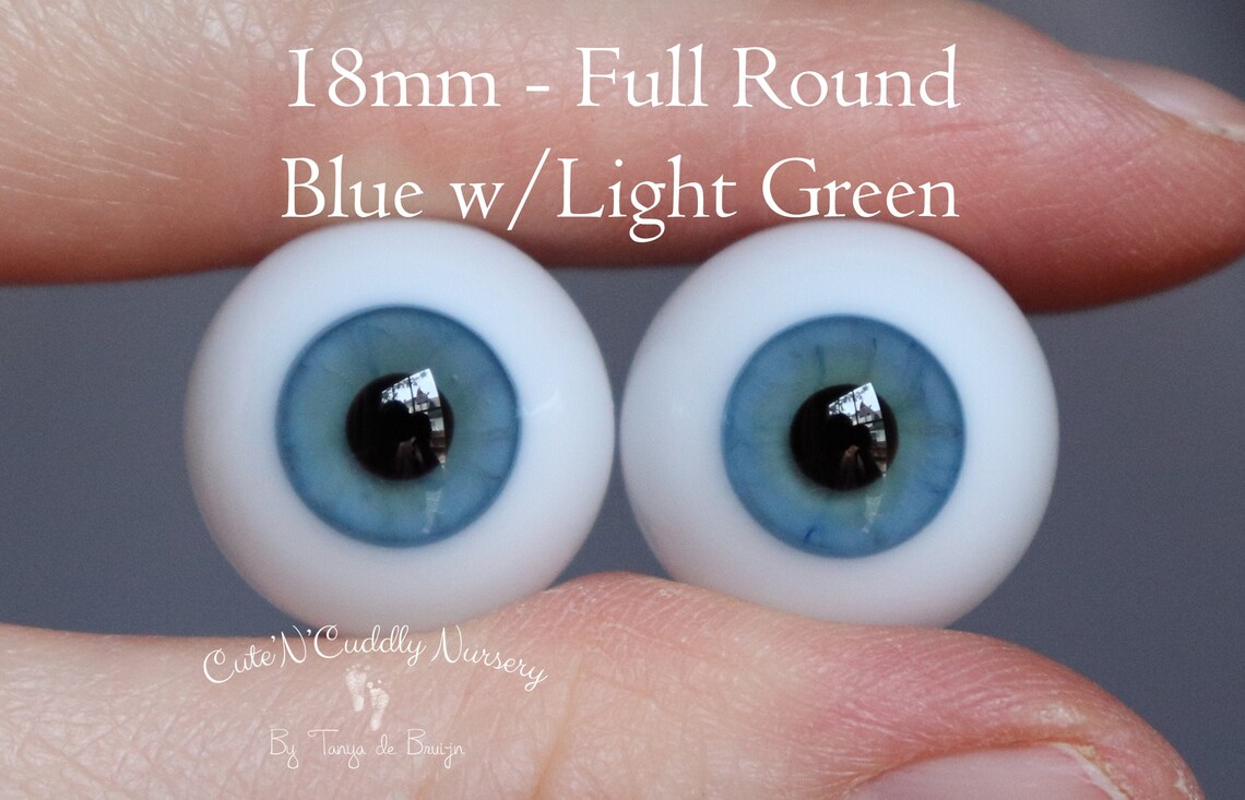 18mm Full Round German Glass Eyes Blue w/Light Green | Etsy