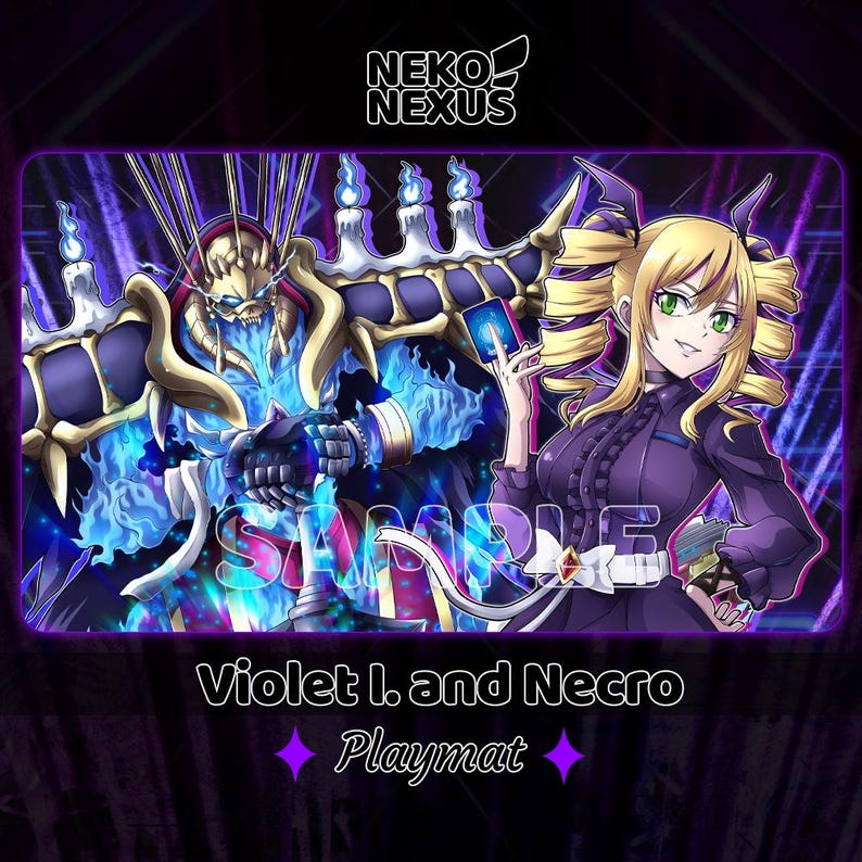 Playmat Violet Inboots and Necromon - Digimon Card Game - 14"x24" / 34 ...