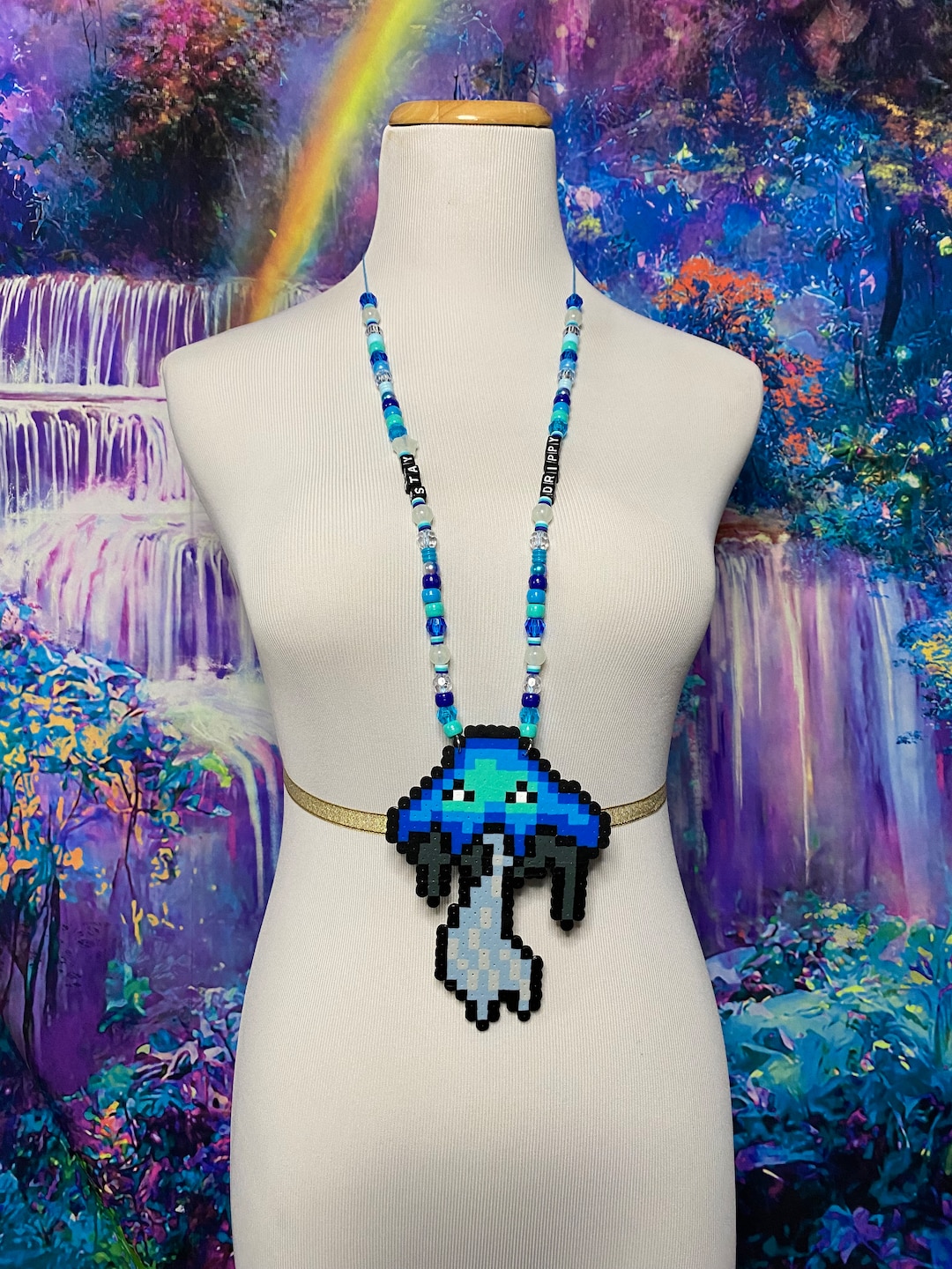 Perler Rave Necklace Drippy Mushroom - Etsy