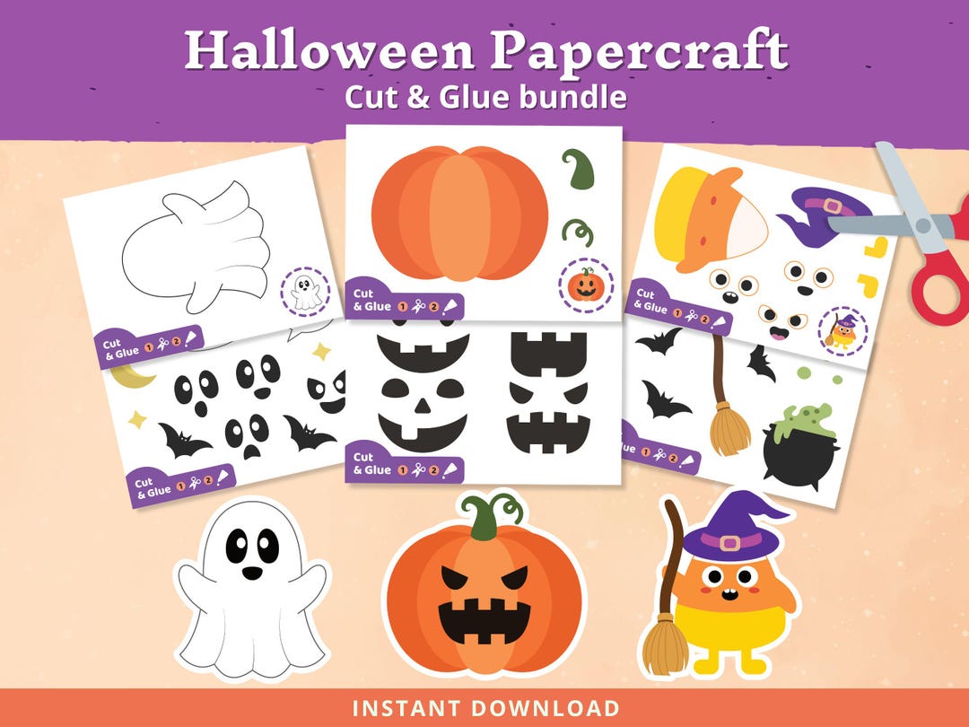 Kids Cut & Glue, Scissors Skills, Halloween Craft, Cut and Paste ...