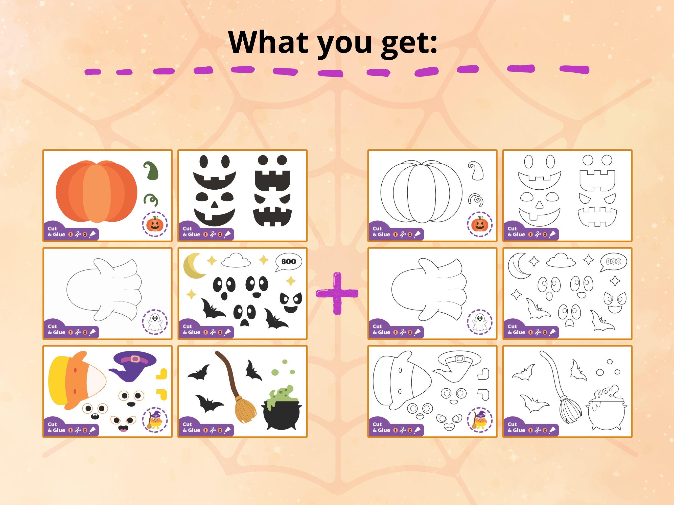 Kids Cut & Glue, Scissors Skills, Halloween Craft, Cut and Paste ...