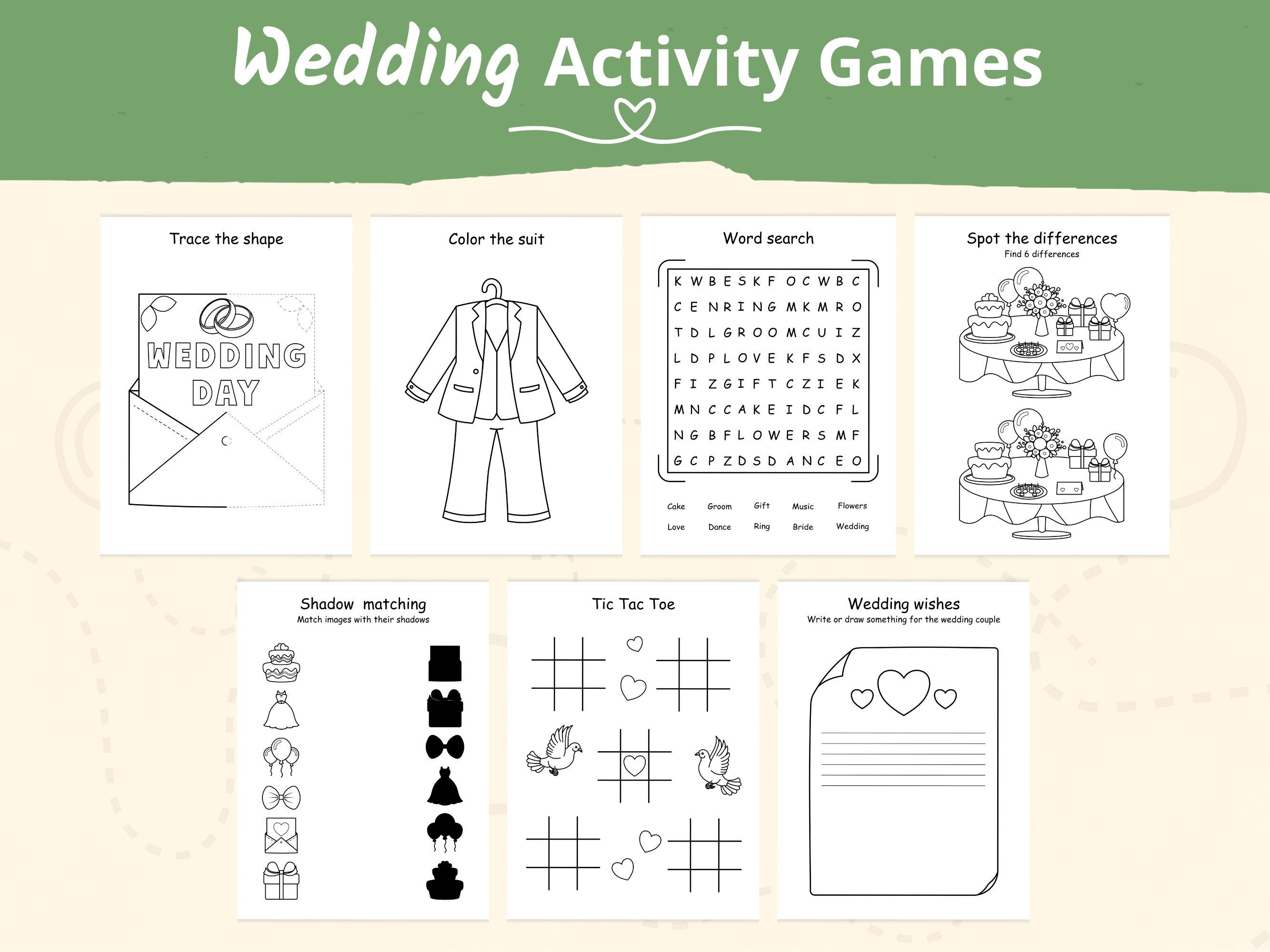 20 Wedding Activity Pages for Kids, Instant Download Printable, Wedding ...