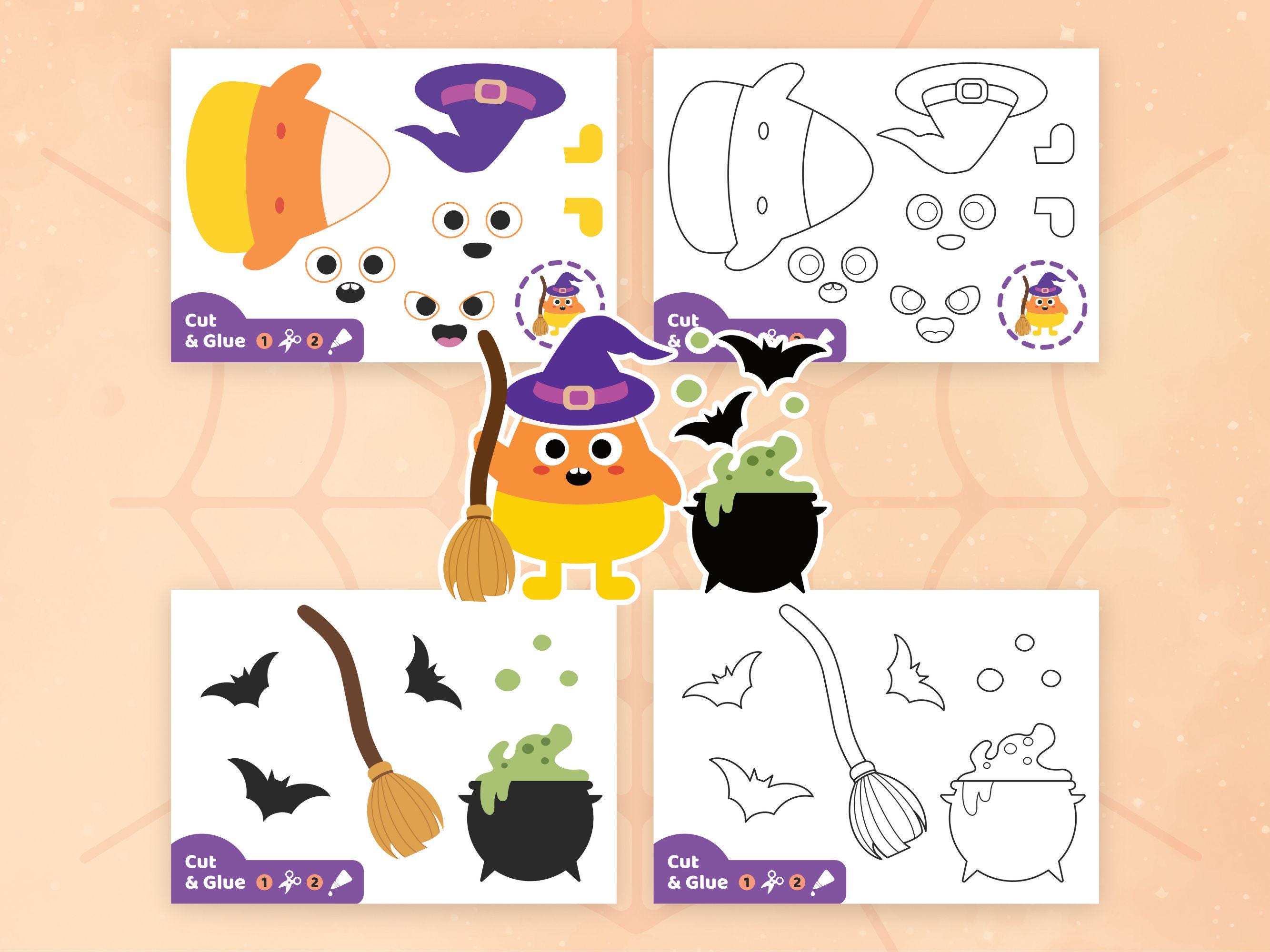 Kids Cut & Glue, Scissors Skills, Halloween Craft, Cut and Paste ...