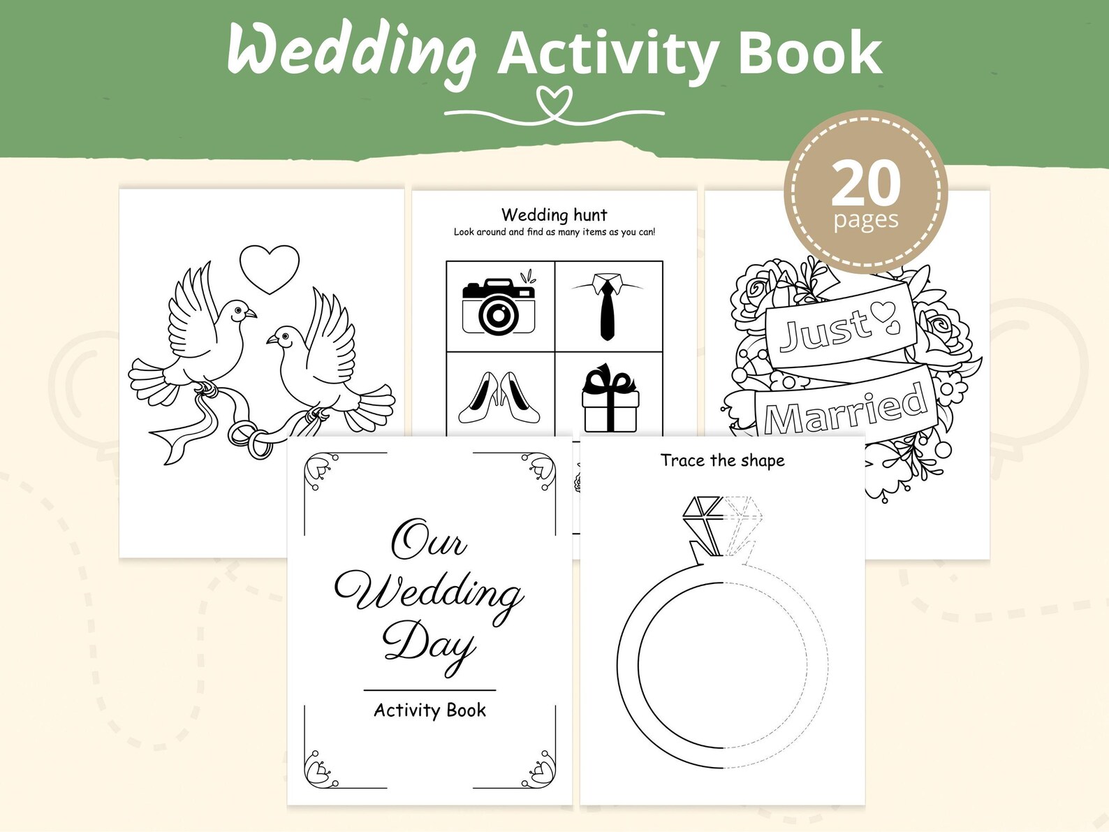20 Wedding Activity Pages for Kids, Instant Download Printable, Wedding ...