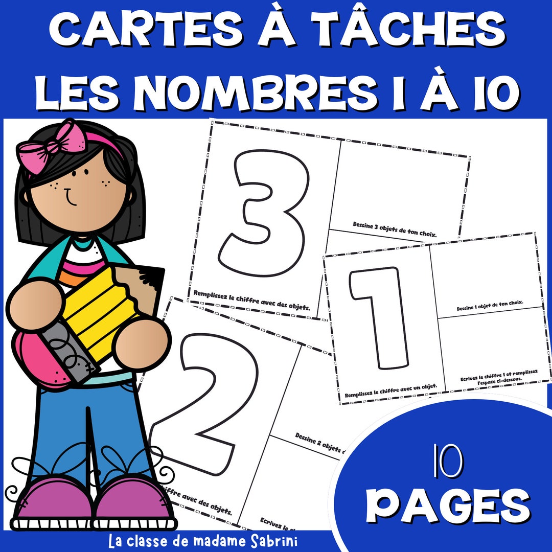 Task Card Large Printable Numbers 1 to 10 Pages 10 Number Formation Cut ...