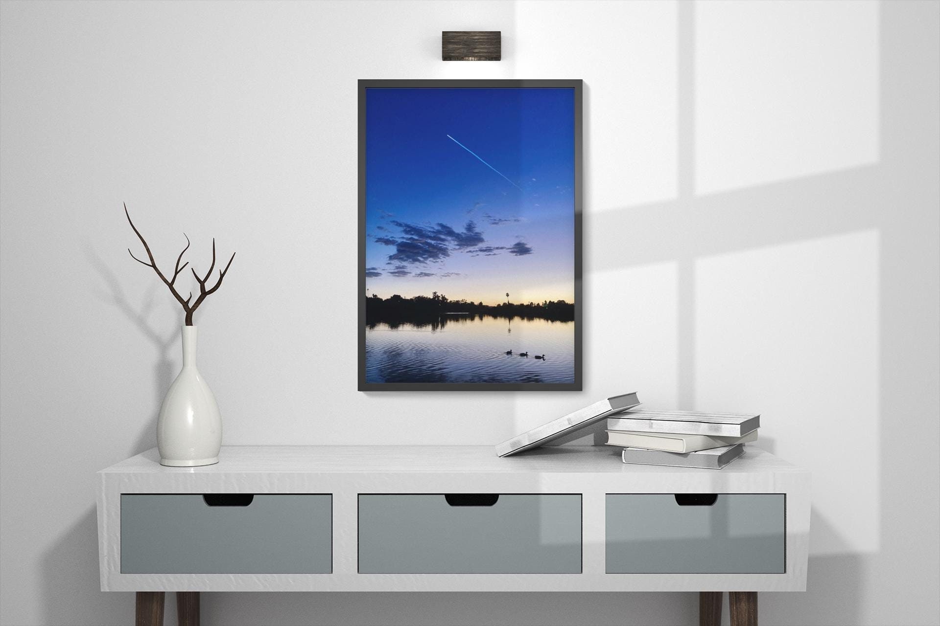 Rocket Launch Over Swimming Ducks - Framed Vertical Poster - Etsy