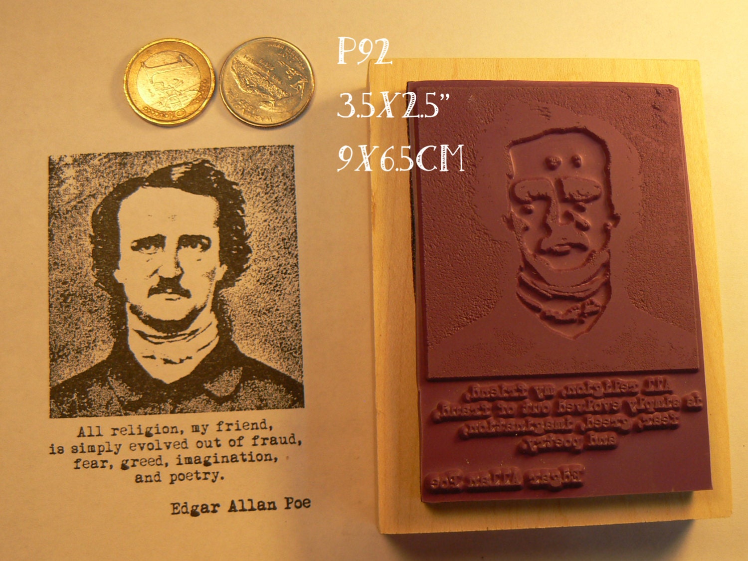 Edgar Allan Poe Rubber Stamp Religion..... P92 - Etsy