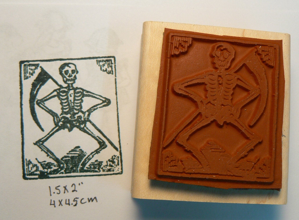 P46 Grim Reaper Skeleton Rubber Stamp | Etsy