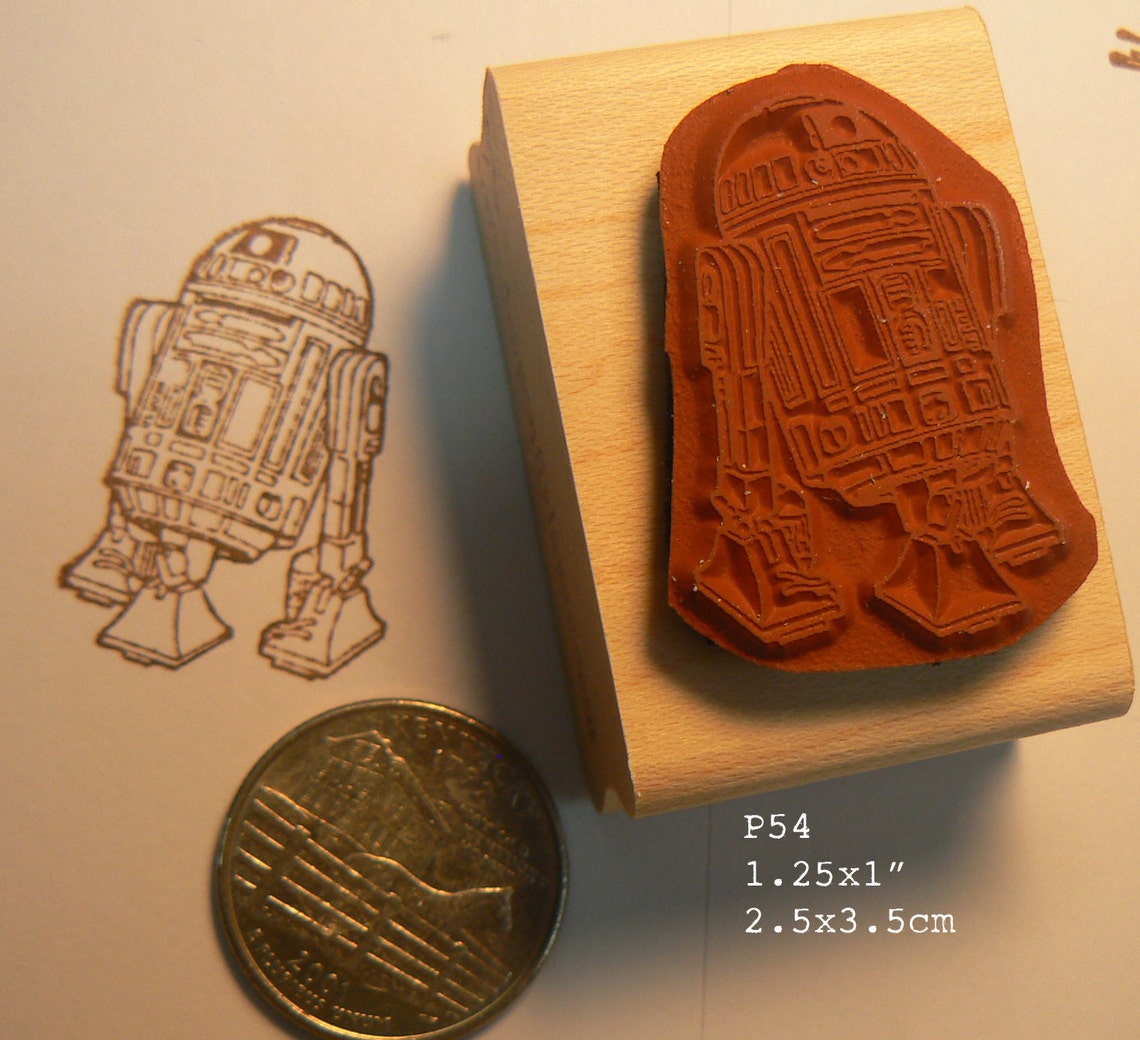 P54 R2D2 Robot Line Art Rubber Stamp - Etsy