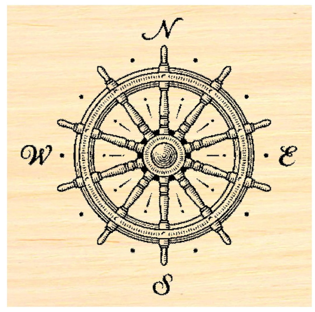 Ships Wheel - Compas Rubber Stamp Wood Mounted P23 - Etsy