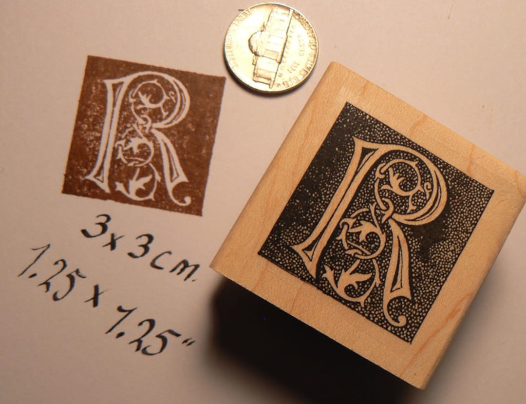P41 Letter R With Pinecones Decoration Rubber Stamp - Etsy