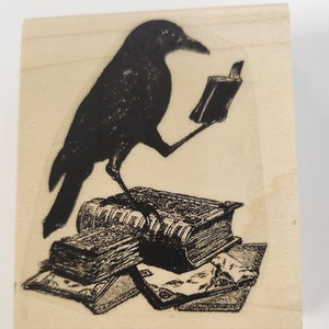 Crow Reading a Book Rubber Stamp P51 - Etsy
