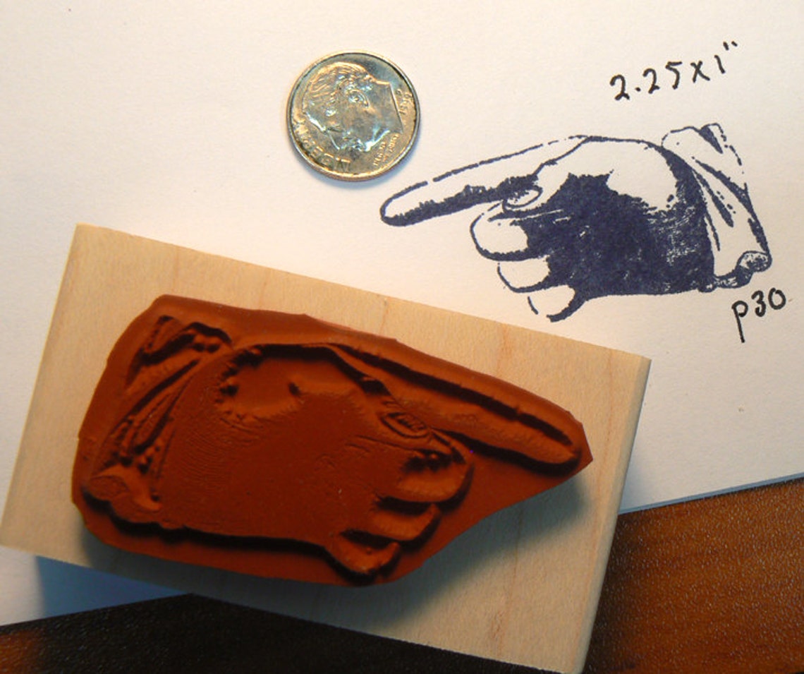 Pointing Finger Rubber Stamp Vintage Style Wood Mounted P30 - Etsy