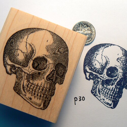 Realistic Skull RUBBER STAMP Skull Stamp Halloween Stamp - Etsy