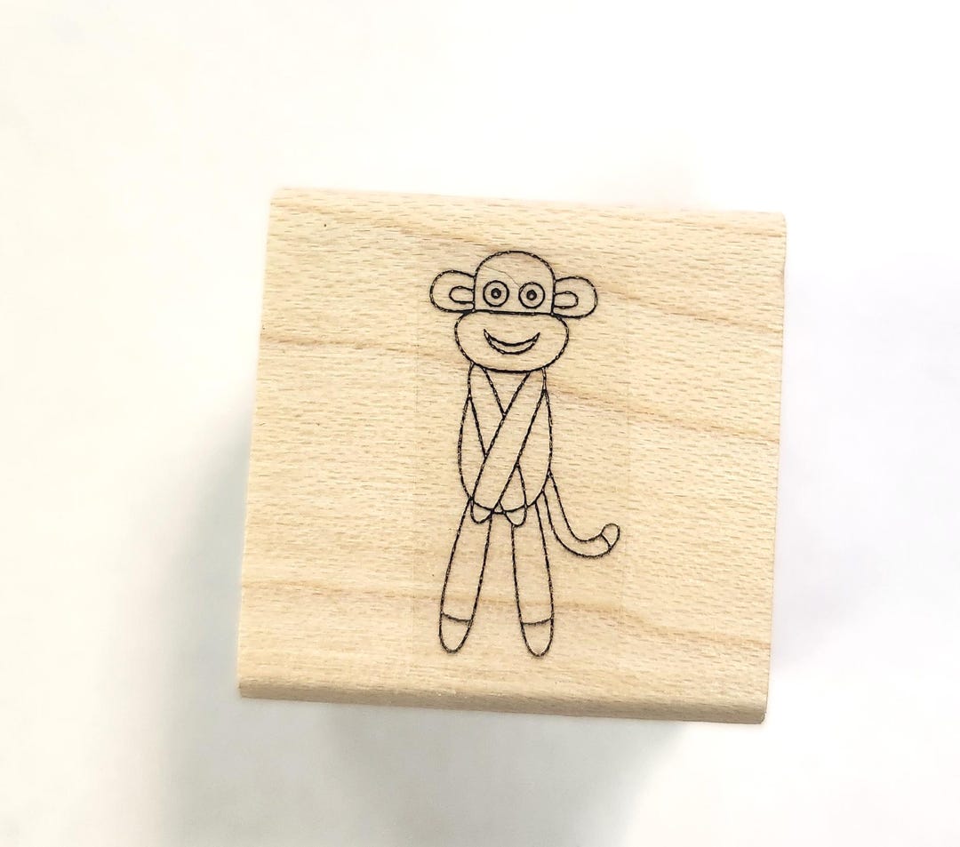 P24 Sock Monkey Rubber Stamp Miniature - Etsy