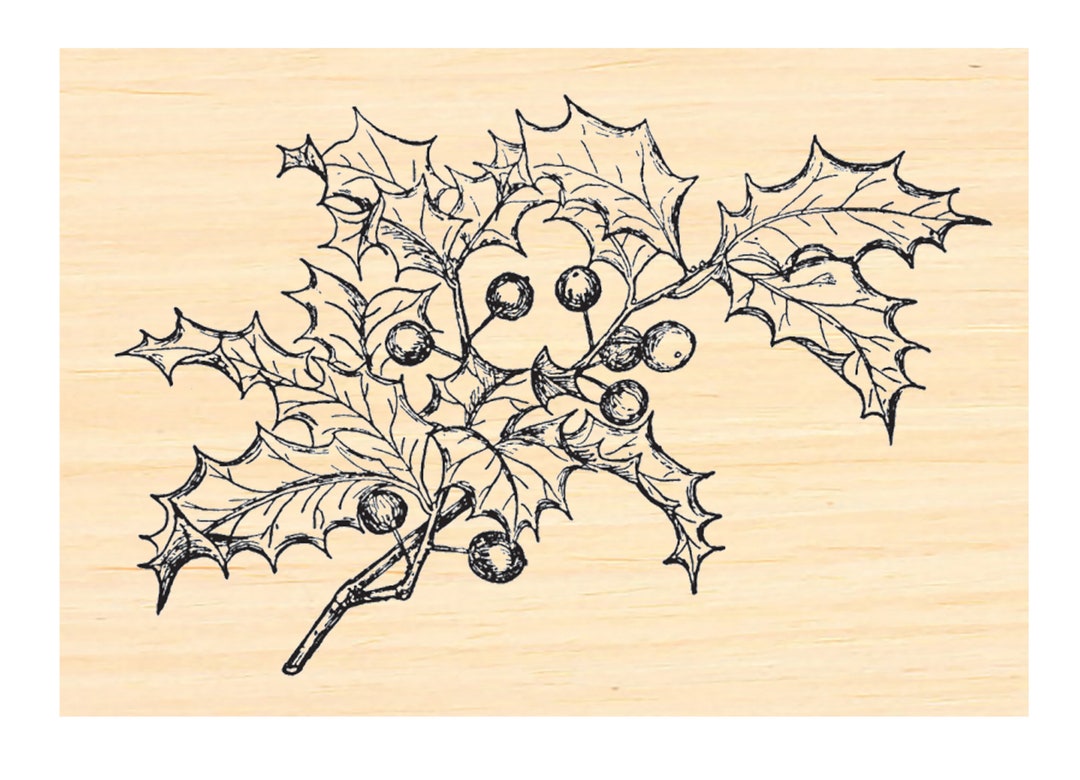 P132 Holly Rubber Stamp - Etsy
