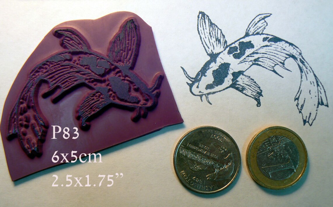 P83 Koi Fish Rubber Stamp - Etsy