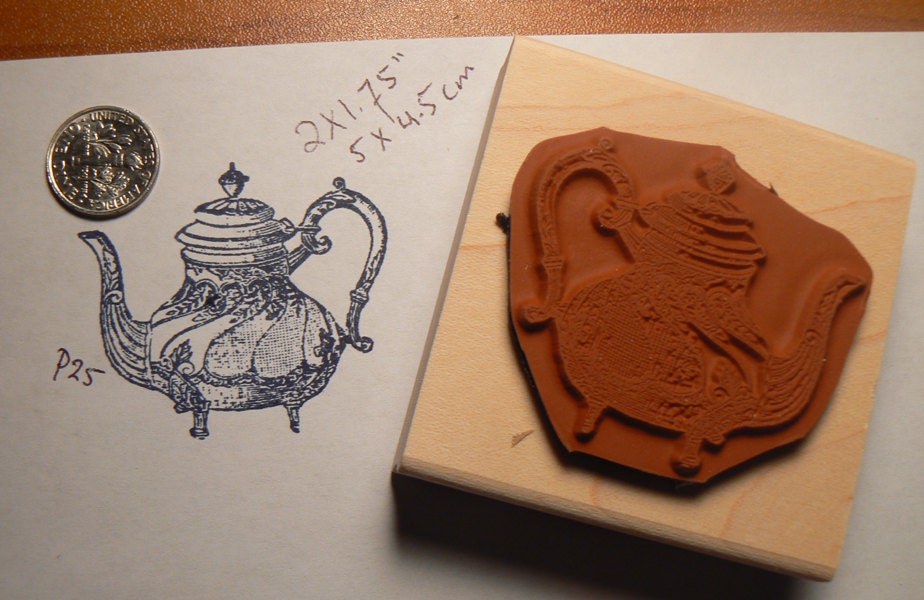 Teapot Rubber Stamp Wood Mounted P25 - Etsy