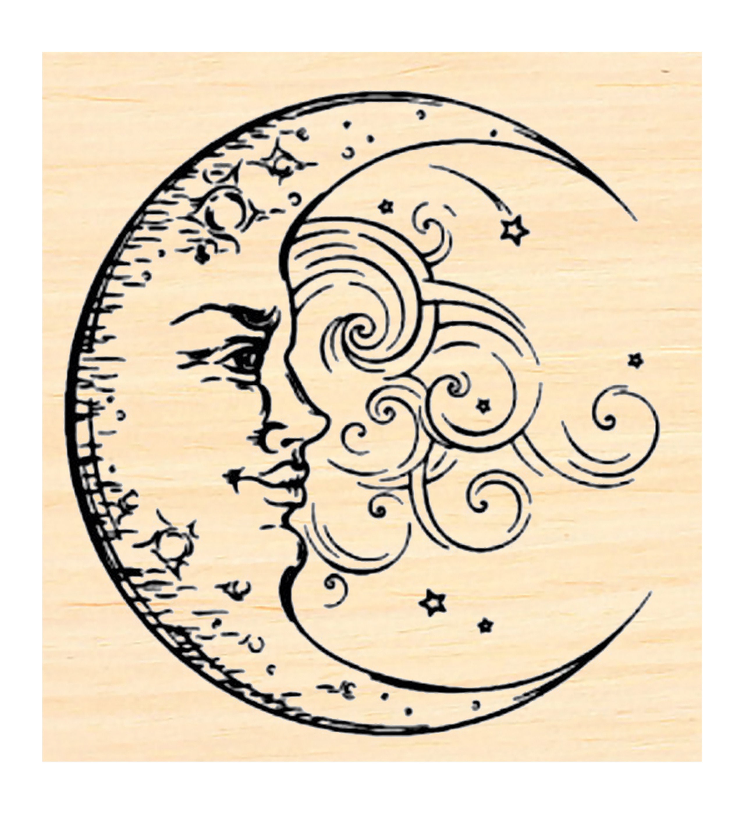 P136 Set of 2 Moons Facing Both Ways - Rubber Stamps 2x2" - Etsy