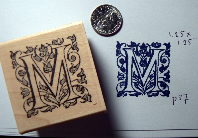 Letter M Rubber Stamp Wood Mounted Monogram P37 - Etsy