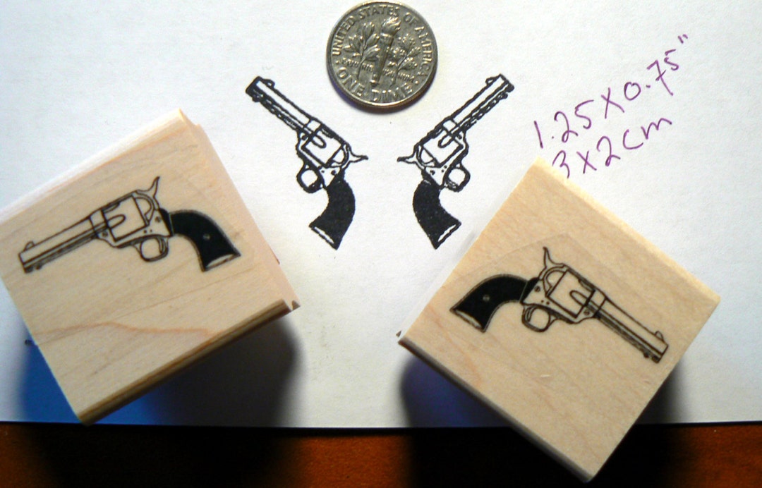 2 Guns Small Rubber Stamp P49C - Etsy
