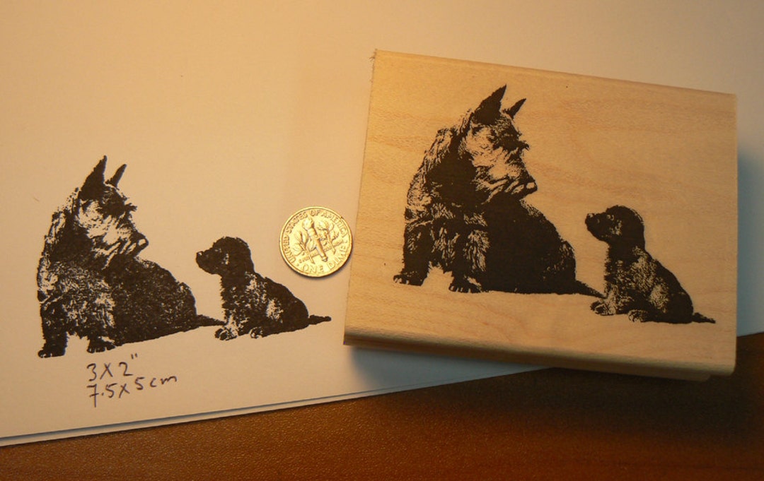 Scotty Dog With Puppy Rubber Stamp P7 - Etsy