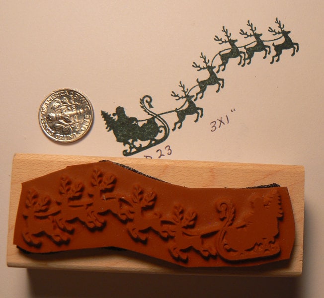 Santa Claus With Sled Rubber Stamp P23 - Etsy