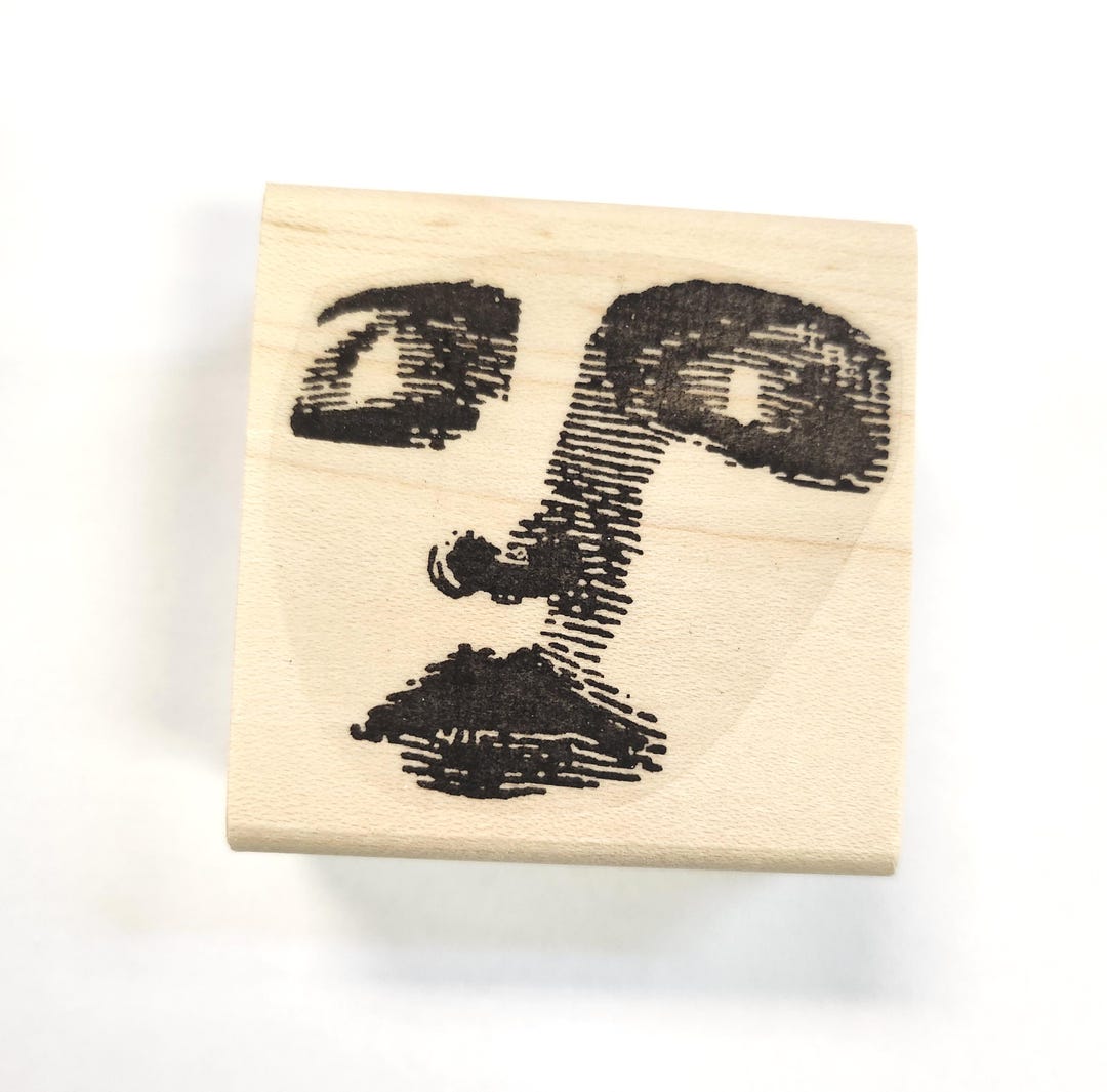 P132 Woman's Face Line Art Rubber Stamp - Etsy