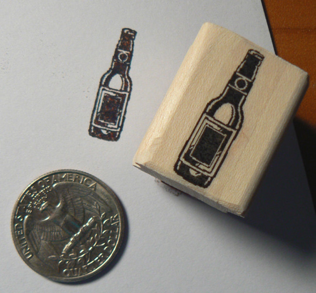 Beer Bottle Rubber Stamp Miniature P24 - Etsy