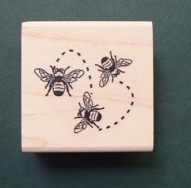 3 Little Bees Flying Rubber Stamp P5 - Etsy