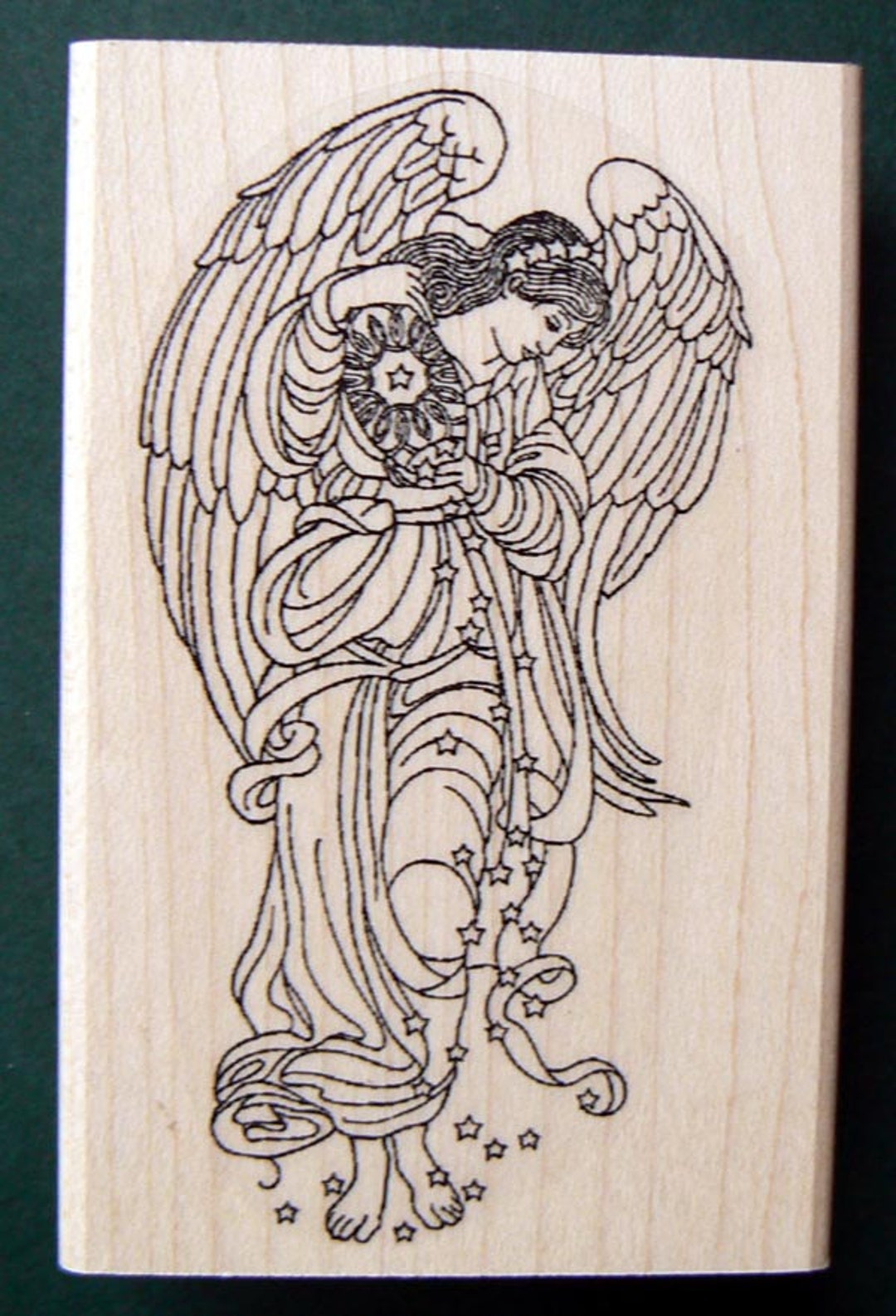 Angel Sprinkling Stars Rubber Stamp P18 - Etsy