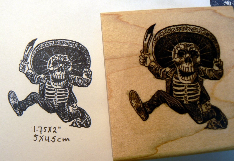 P46 the Day of the Dead Skeleton Rubber Stamp | Etsy