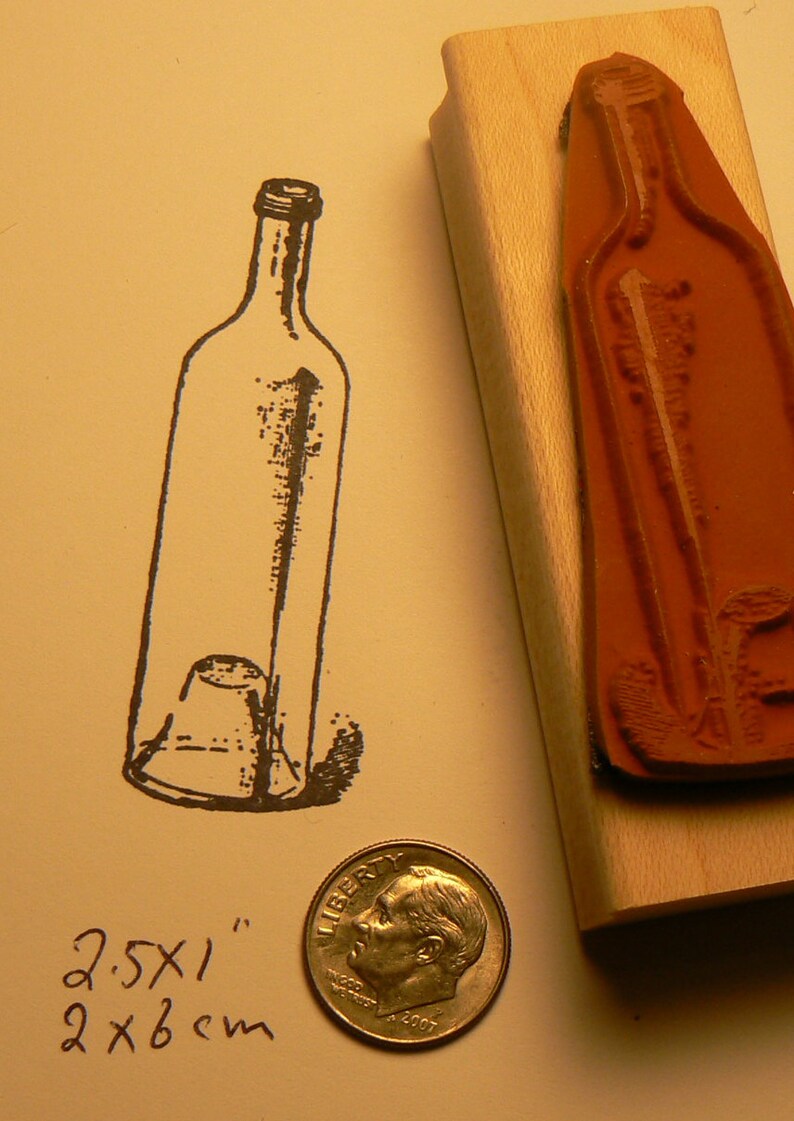Glass Bottle Rubber Stamp WM P22 - Etsy
