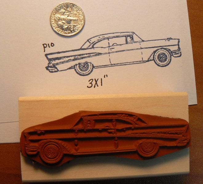 Antique Car Rubber Stamp WM Chevy 1957 P10 - Etsy