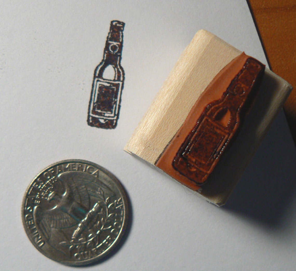 Beer Bottle Rubber Stamp Miniature P24 - Etsy