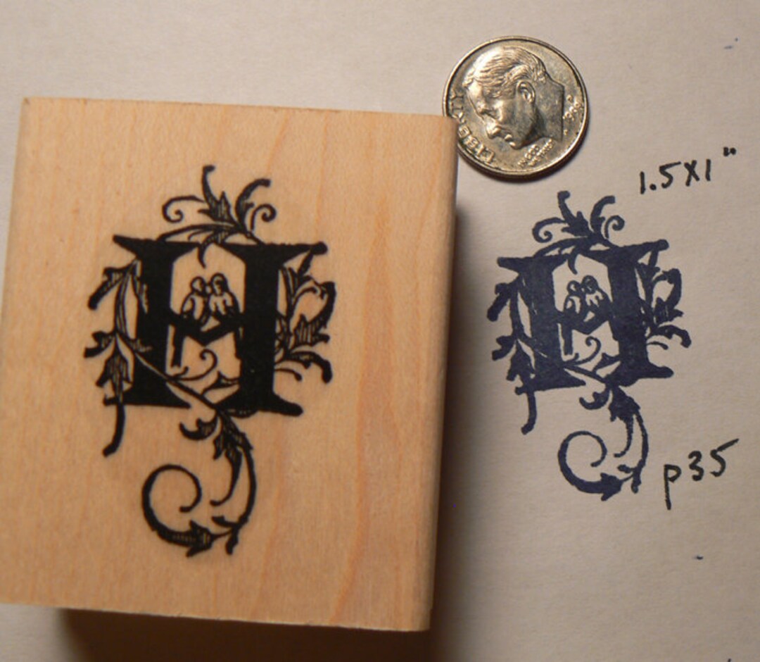 P41 Letter H Rubber Stamp Wood Mounted - Etsy
