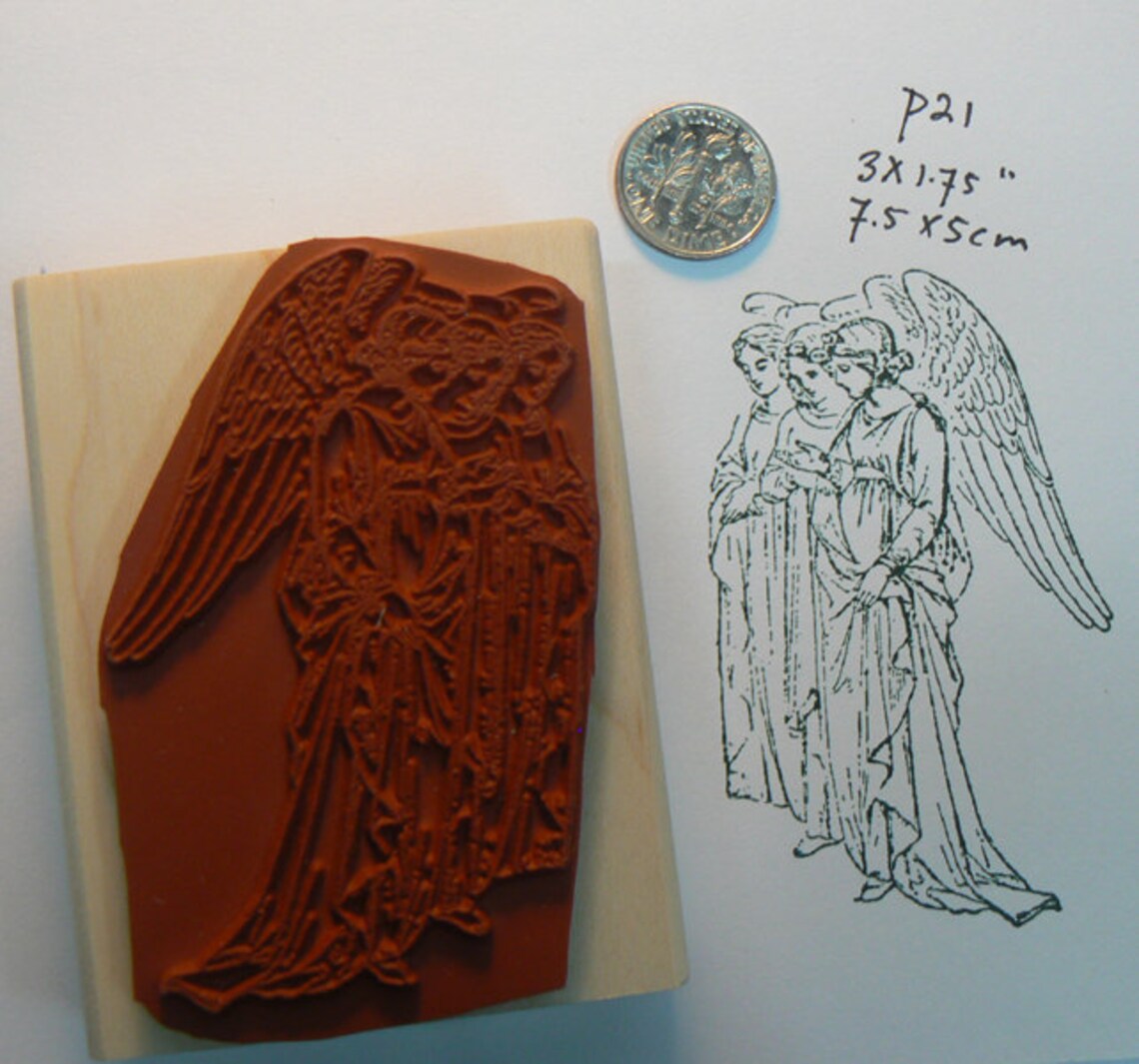 P21 Three Angels Rubber Stamp WM - Etsy