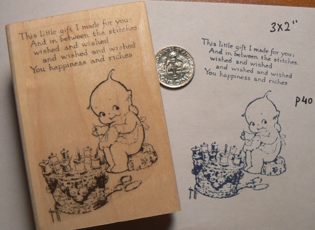 P29 Kewpie Sewing Rubber Stamp WM - Etsy