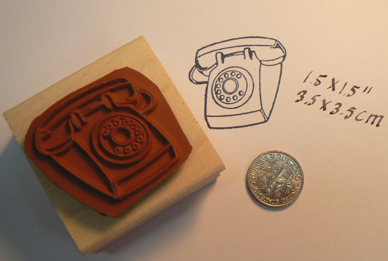 P21 Vintage Phone Rubber Stamp WM 1.5x1.5 Inches - Etsy